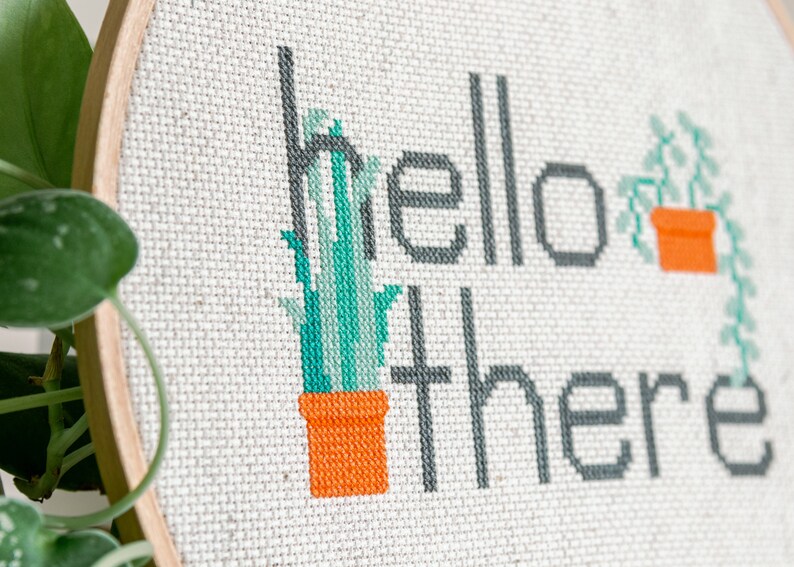 Hello There - Welcome Sign - Modern Cross Stitch - Simple PDF Pattern ...