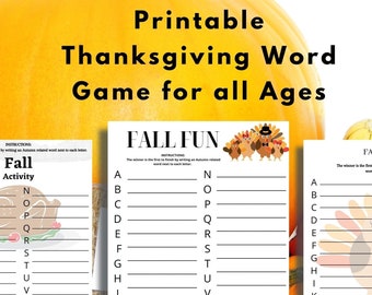 Fall A Z Race Game Printable Autumn Party Games Fall Time Activities ...