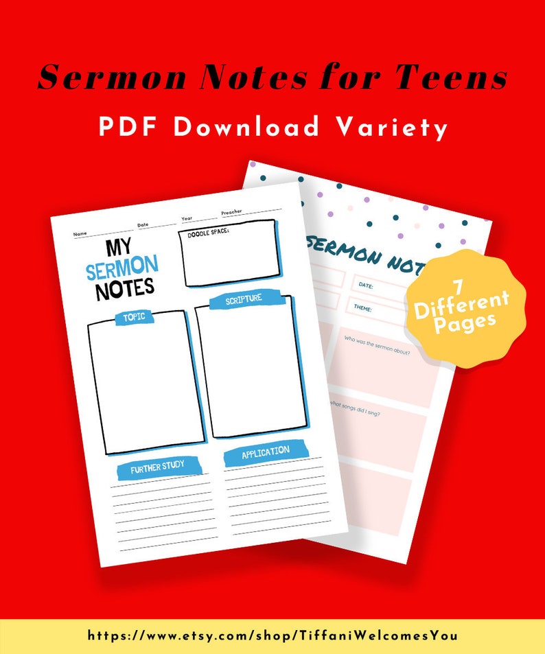Church License, Printable Teens Sermon Notes , Sermon Notes for Teens ...