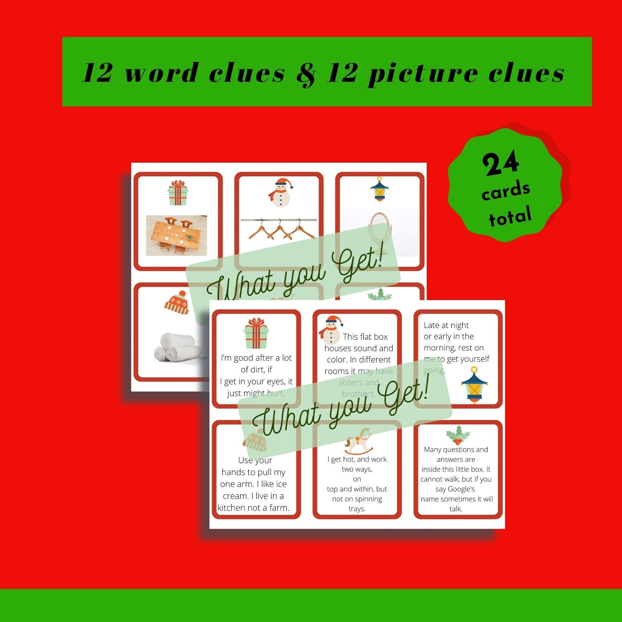 Christmas Scavenger Hunt Clue Cards, Christmas Treasure Hunt Clues ...