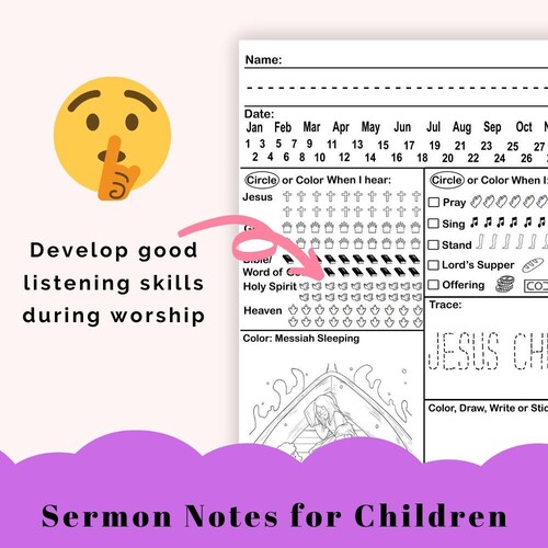 Bible Study Set for Kids Elementary Sermon Notes Church - Etsy