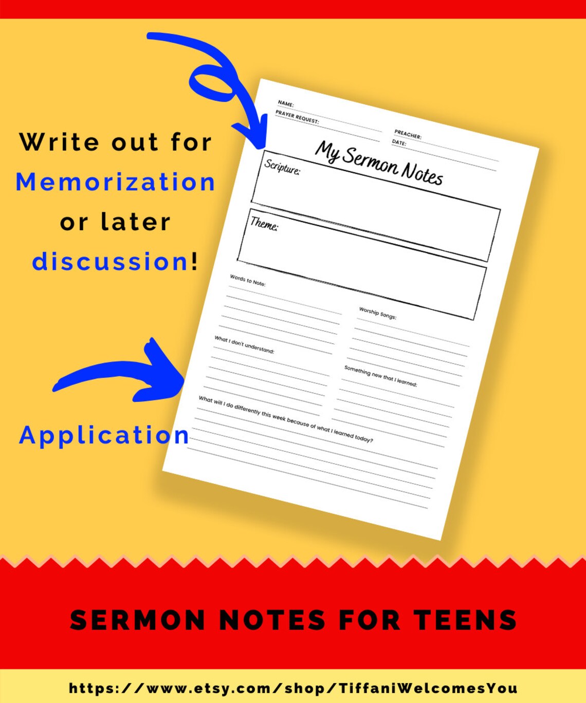 Sermon Notes for Teens Printable Sermon Notes Notes for - Etsy