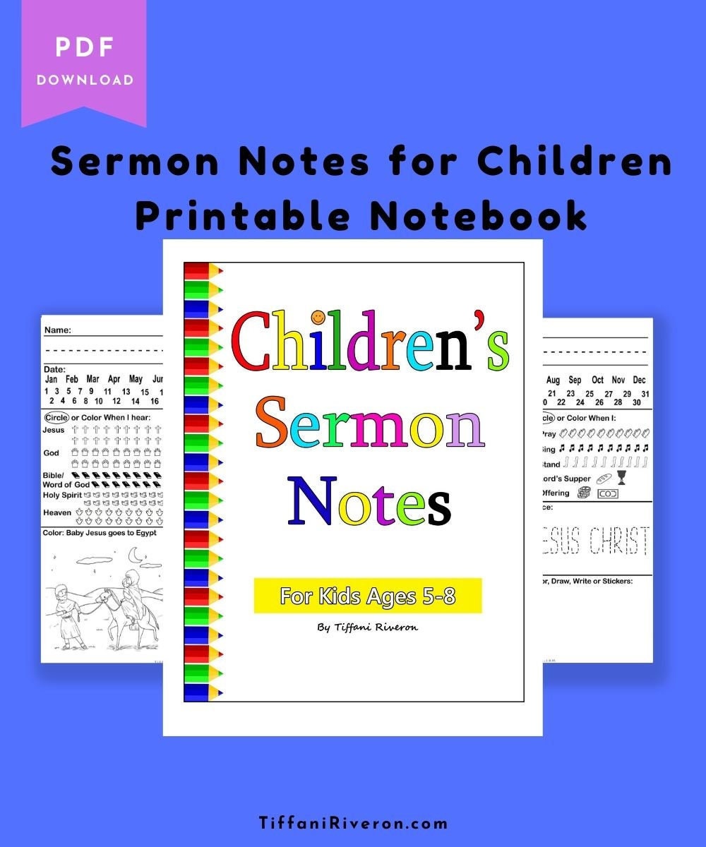 Printable Children's Sermon Notes , Sermon Notes for Kids, Printable ...