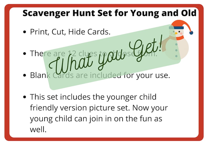 Christmas Scavenger Hunt Clue Cards, Christmas Treasure Hunt Clues ...