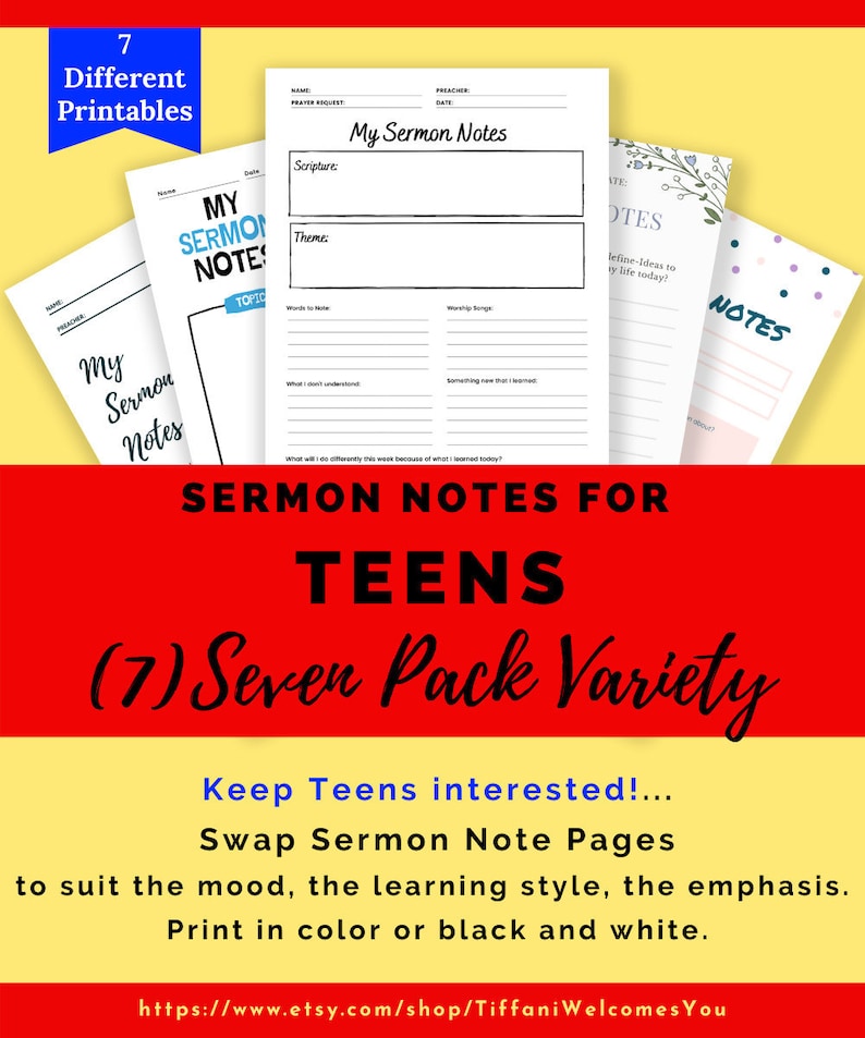 Sermon Notes for Teens, Printable Sermon Notes, Notes for Children ...