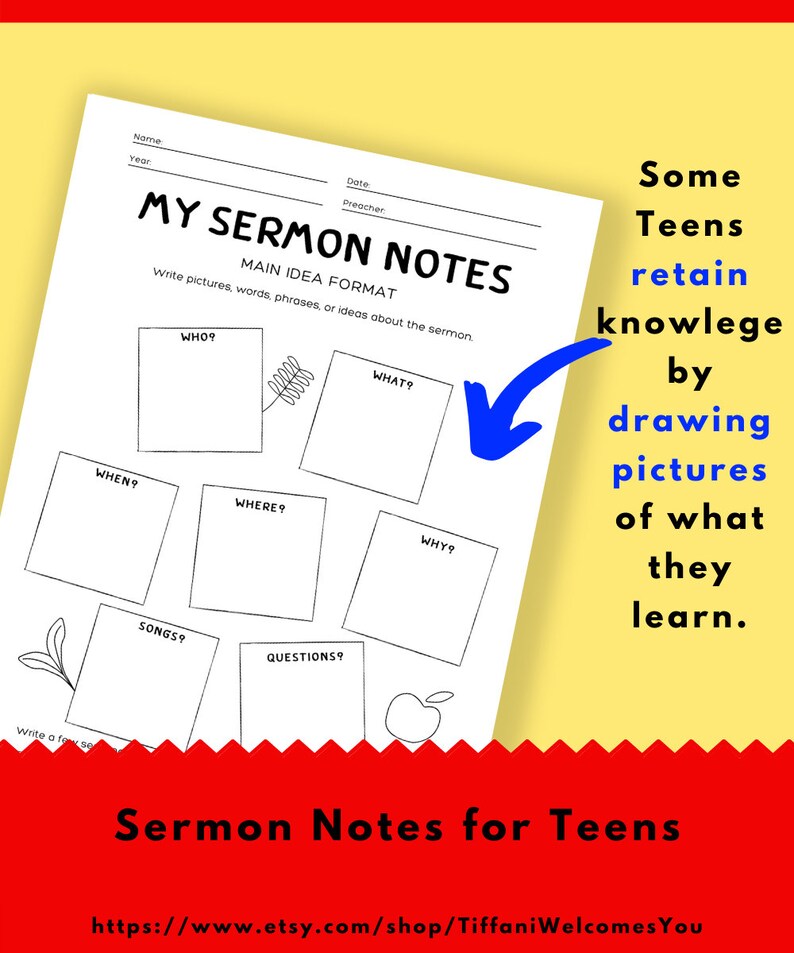 Sermon Notes for Teens Printable Sermon Notes Notes for - Etsy