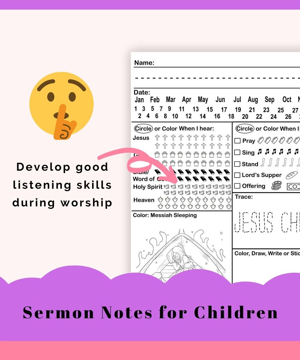 Sermon Notes for Kids, Children's Sermon Notes, Printable Sermon Notes ...
