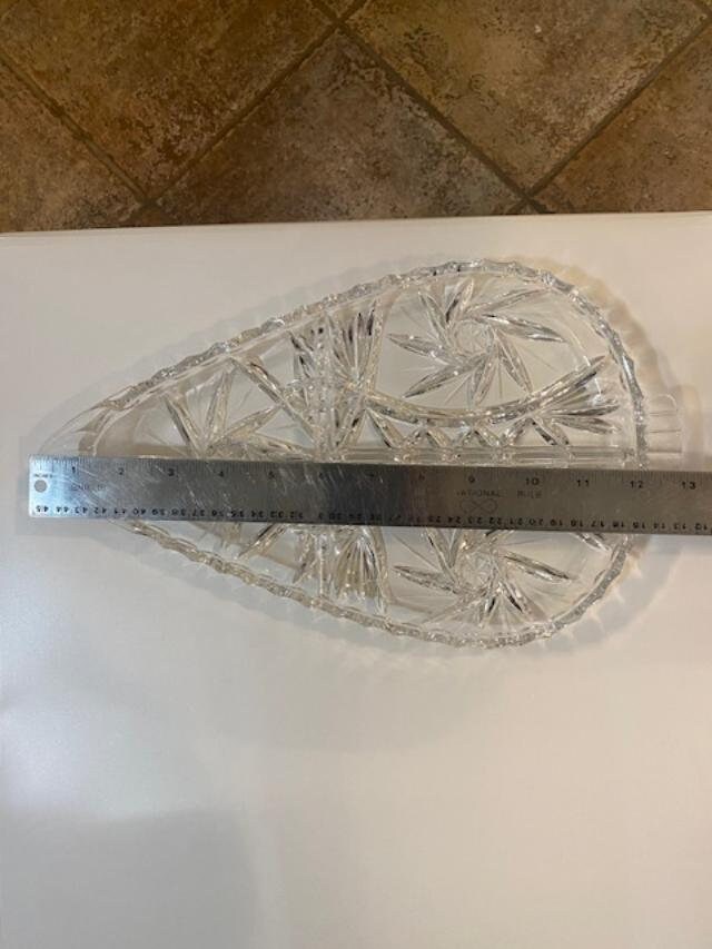 Vintage Irena Glass Poland Crystal Cut Glass Carrot Shaped Sectioned ...