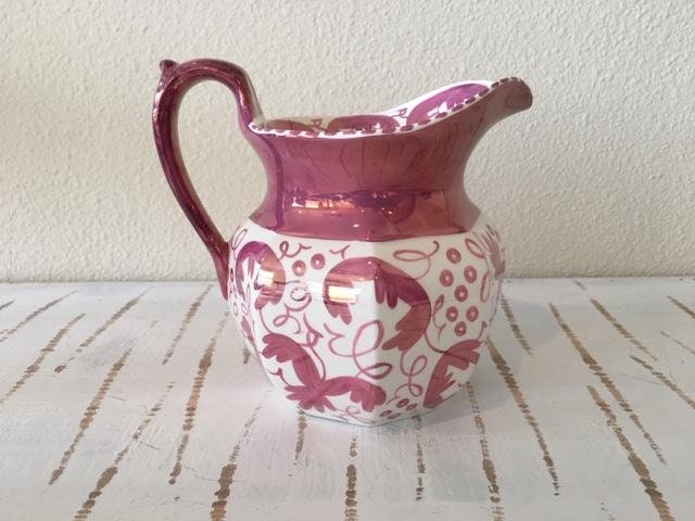 Vintage 1940s Wedgwood England Deep Pink Lusterware Pitcher Creamer
