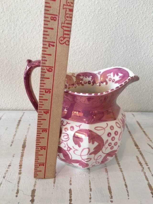 Vintage 1940s Wedgwood England Deep Pink Lusterware Pitcher Creamer