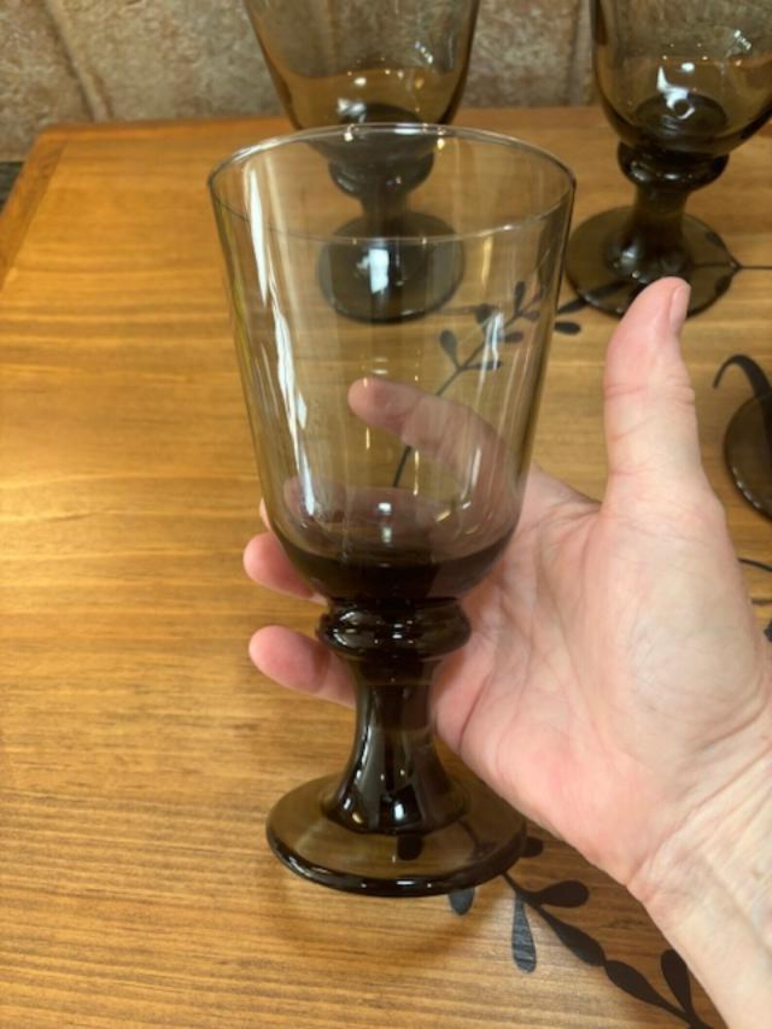 Vintage Set of Seven 7 Libbey Glass Company Nova Black Smoke Water Goblets - Etsy