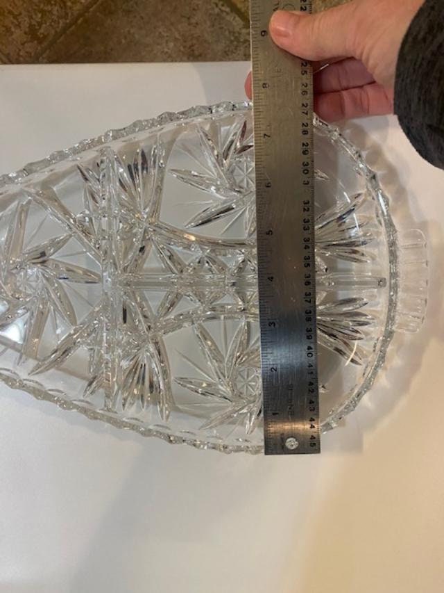 Vintage Irena Glass Poland Crystal Cut Glass Carrot Shaped Sectioned ...