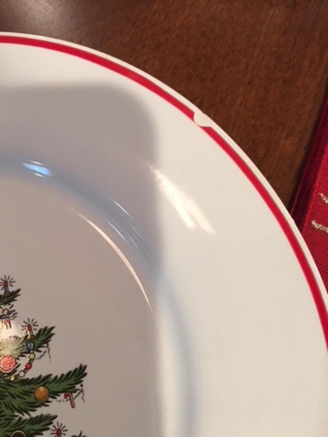 48 Piece Cuthbertson American Christmas Tree White with Red Rim ...