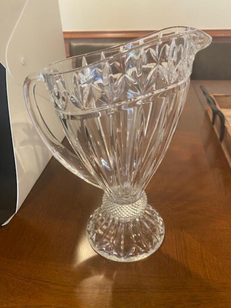 Olympia by Godinger Lead Crystal Pedestal Pitcher 42 Oz Vertical Cut - Etsy