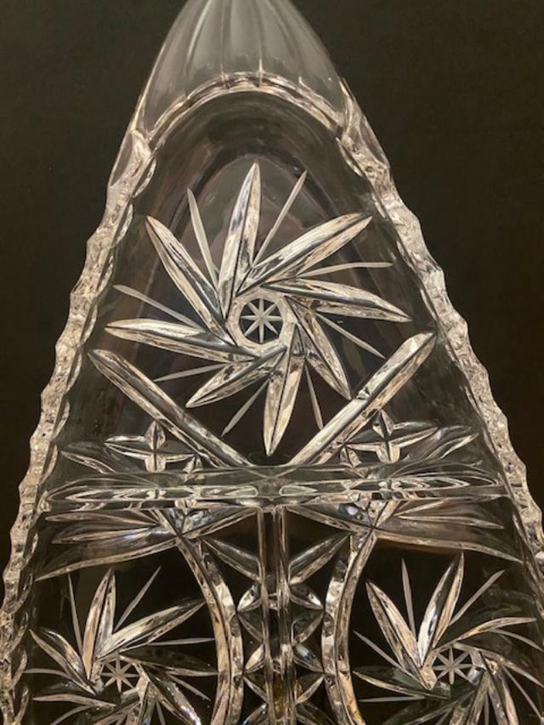 Vintage Irena Glass Poland Crystal Cut Glass Carrot Shaped Sectioned ...