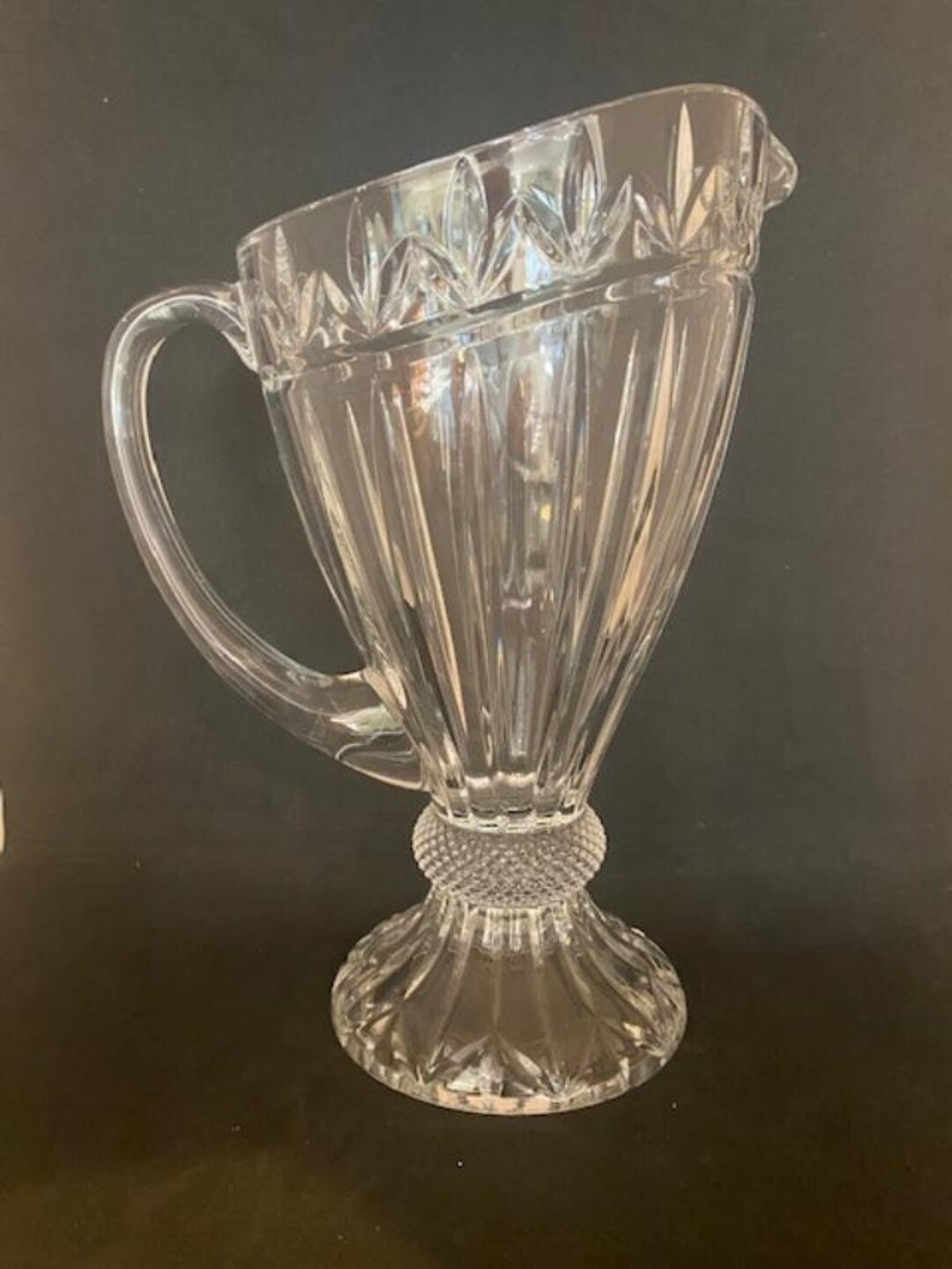 Olympia by Godinger Lead Crystal Pedestal Pitcher 42 Oz Vertical Cut - Etsy