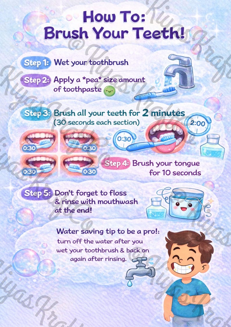 How to : Brush Your Teeth Guide - Etsy
