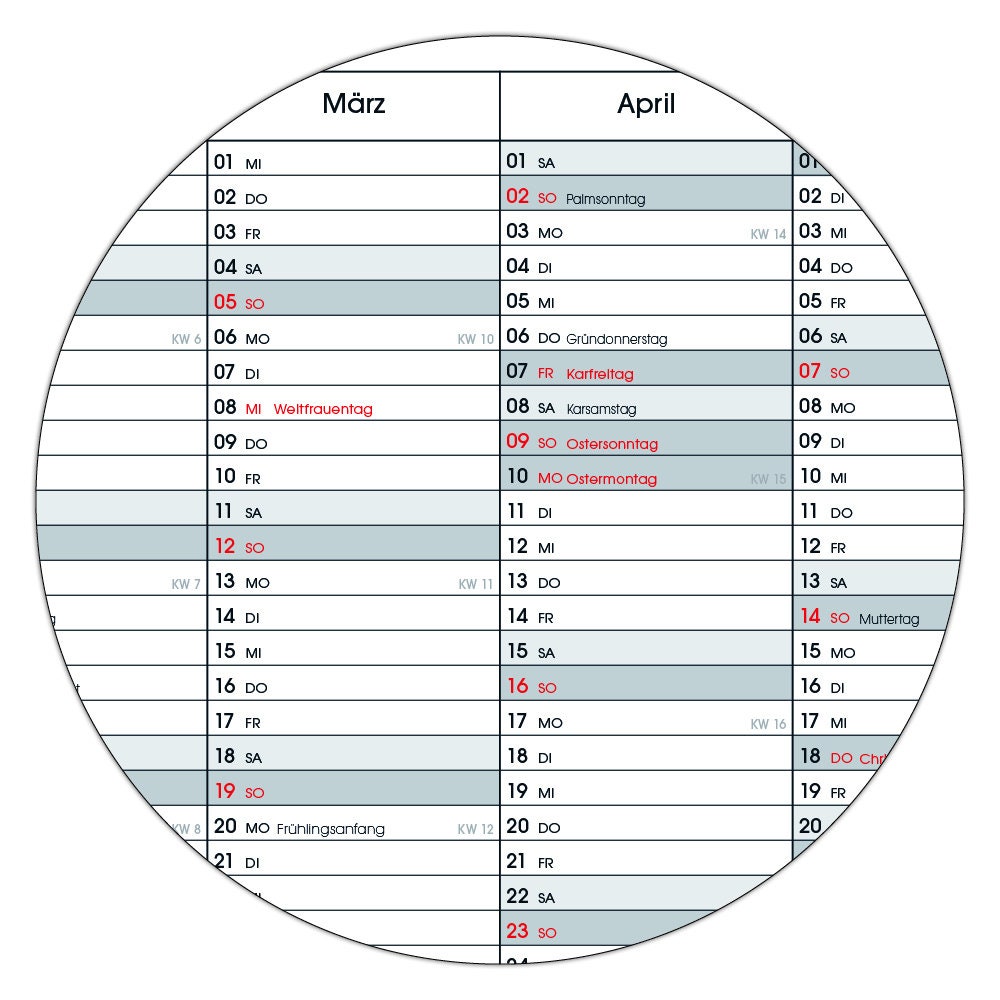 Table Calendar 2023 Grey A4 6 Months / Page Wall Calendar Recycling ...