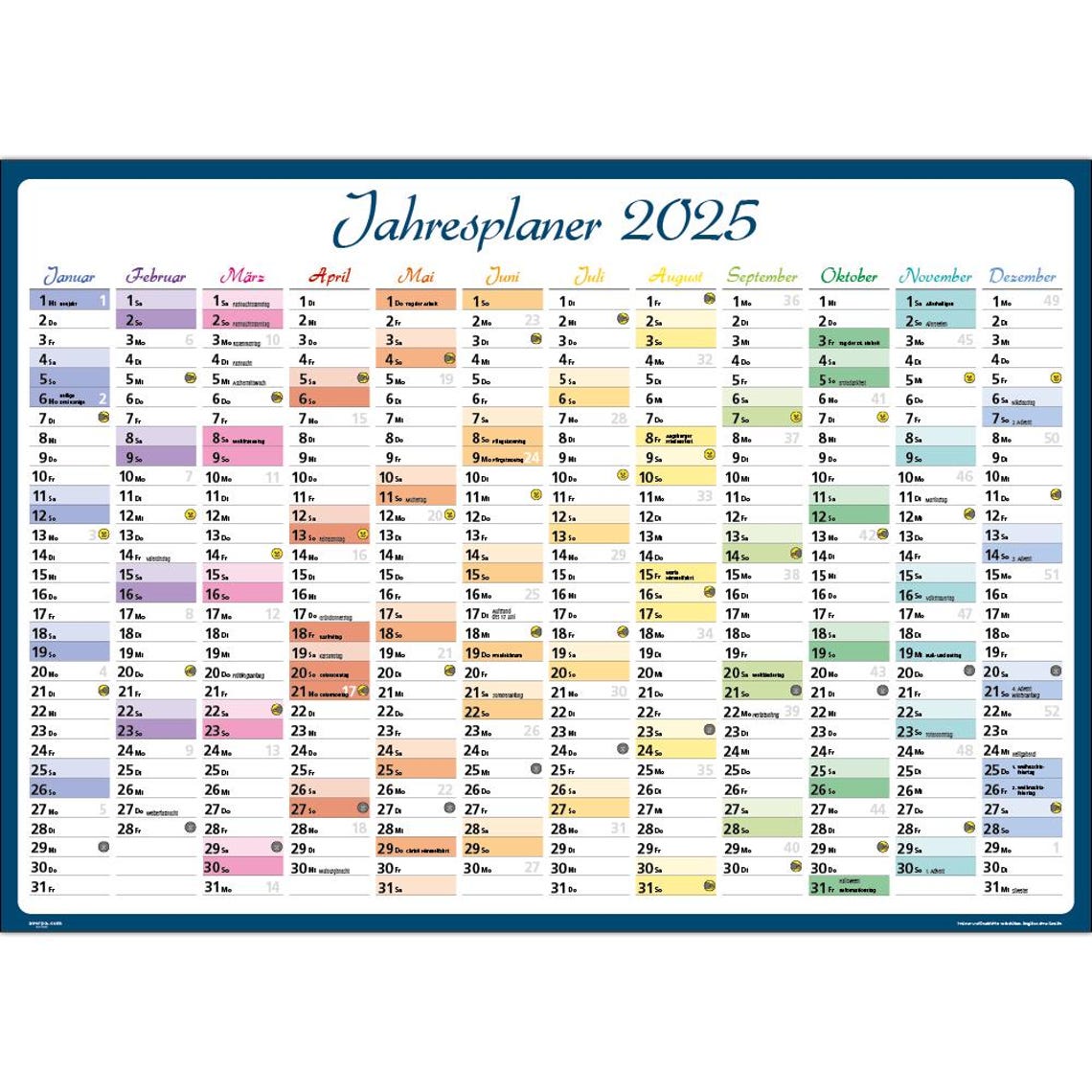 Wandplaner 2025 Wandkalender, Monatskalender, Tagesplaner ...