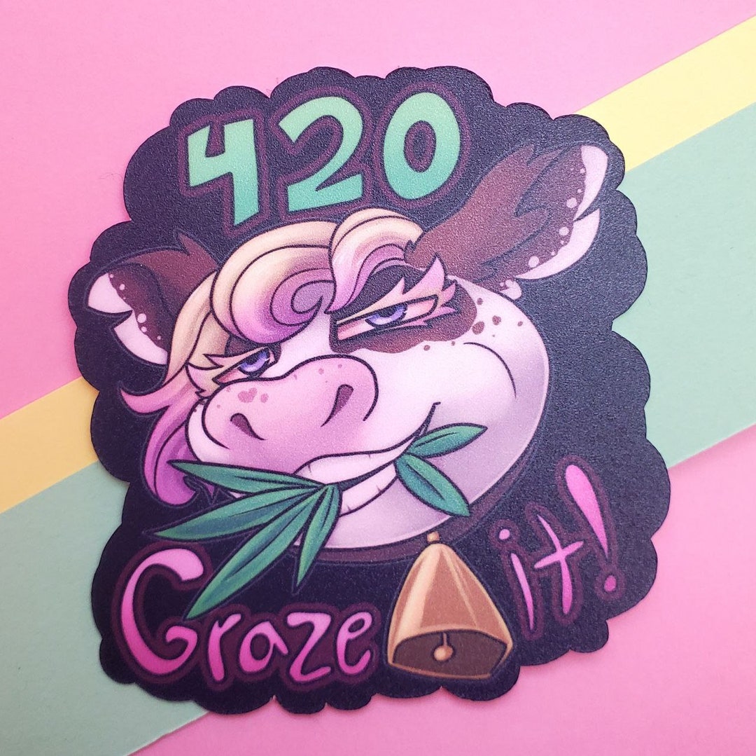420 Graze It Cow 3 Inch Vinyl Sticker - Etsy