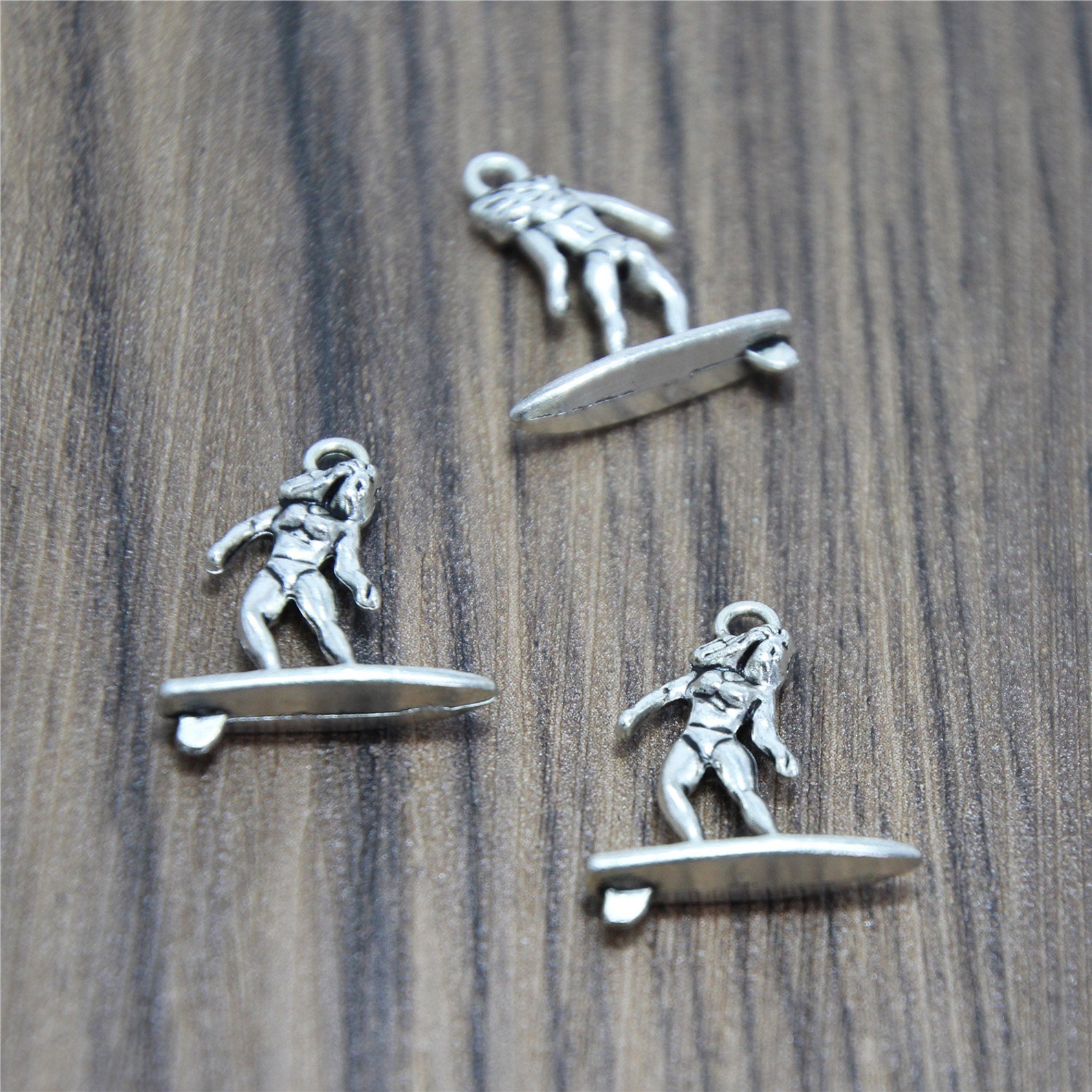 25pcs Surfer Charms Silver Tone Surfing Charm Pendants Surf Board ...