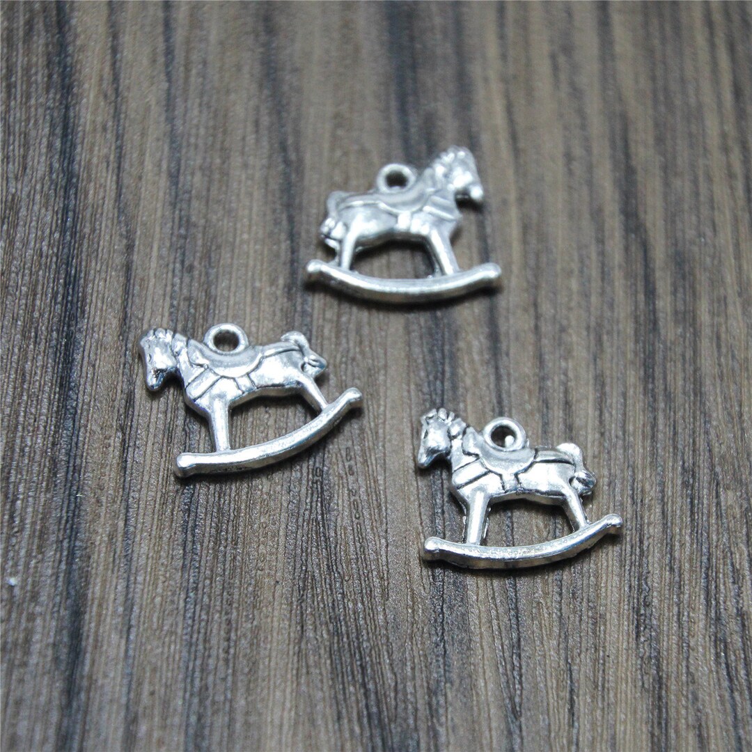 12pcs Rocking Horse Charm Silver Tone 3D Rocking Horses Charms Pendants ...