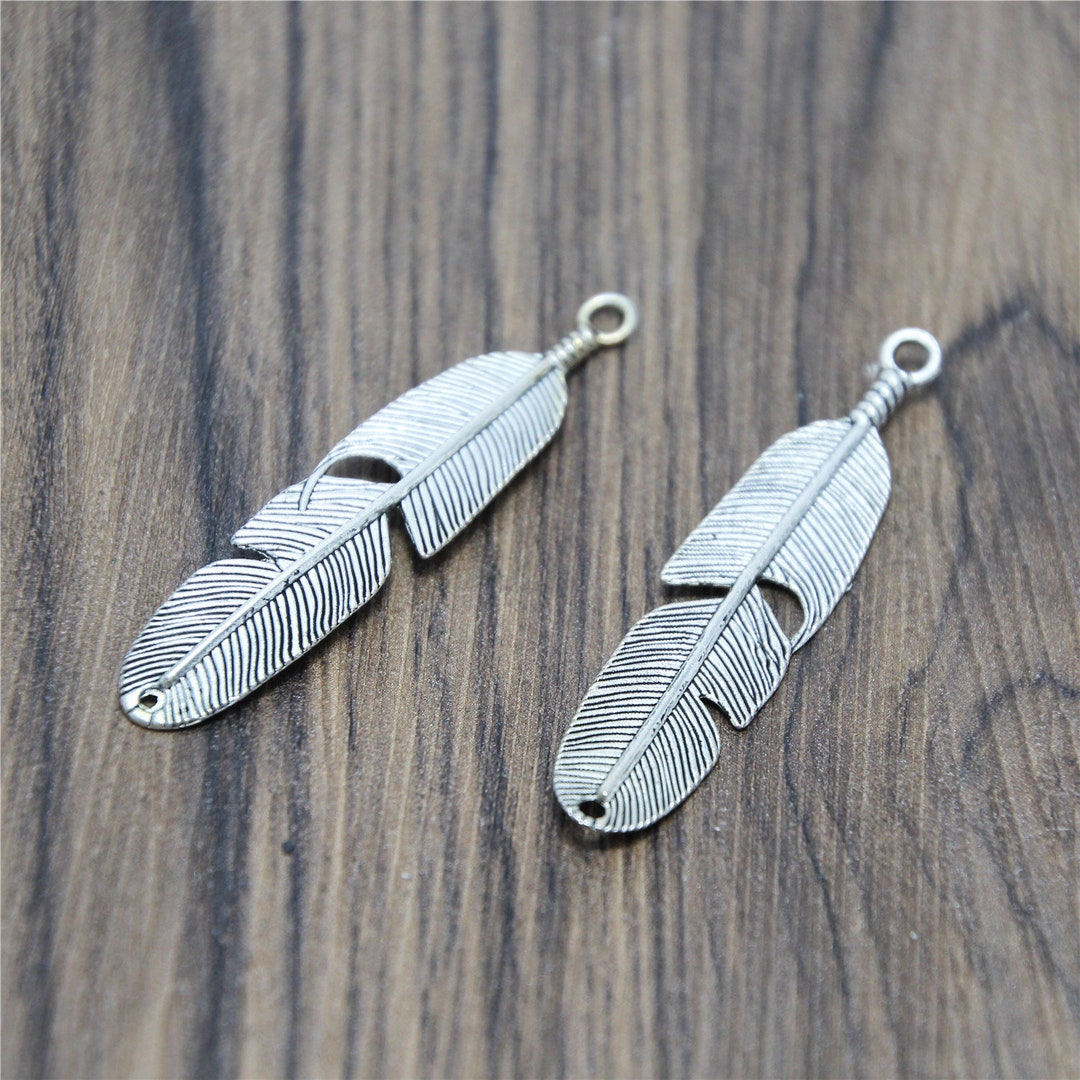 10pcs Silver Tone Bird Feather Eagle Feather Pendant Fittings ...