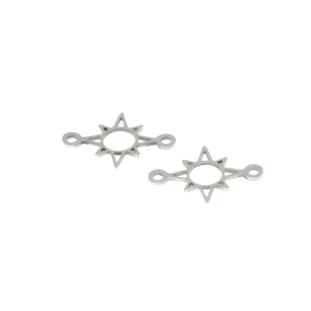 5pcs/lot North Star Connector Charm Pole Star Sun Starburst Stainless ...