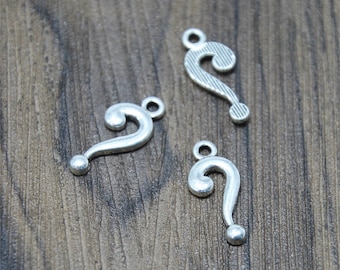 Tiny Question Mark Charm, Sterling Silver Question Mark Charm for Necklace or Bracelet ...