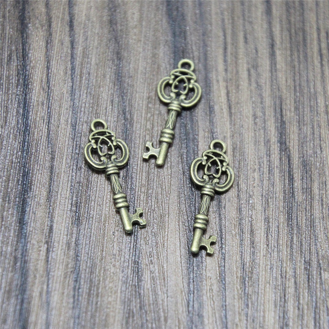 30pcs Key Charms Bronze Tone Lovely Mini Filigree Flower Key Charm ...