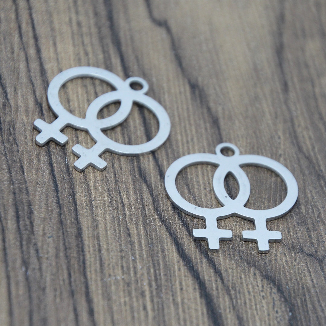 5pcs/lot Double Venus Symbol Charm Female Lesbian Symbol Stainless ...