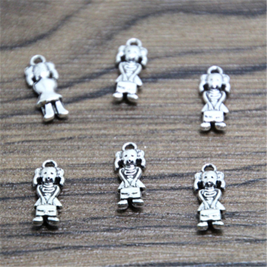 40 Silver Tone Little Girl Charms: Zinc Alloy Pendants (15x6mm) - Etsy