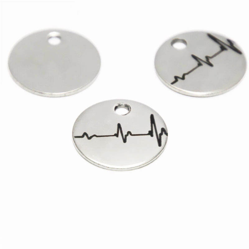 10pcs/lot Heart Beat Charm Stainless Steel Funny Graphics Charm Pendant ...
