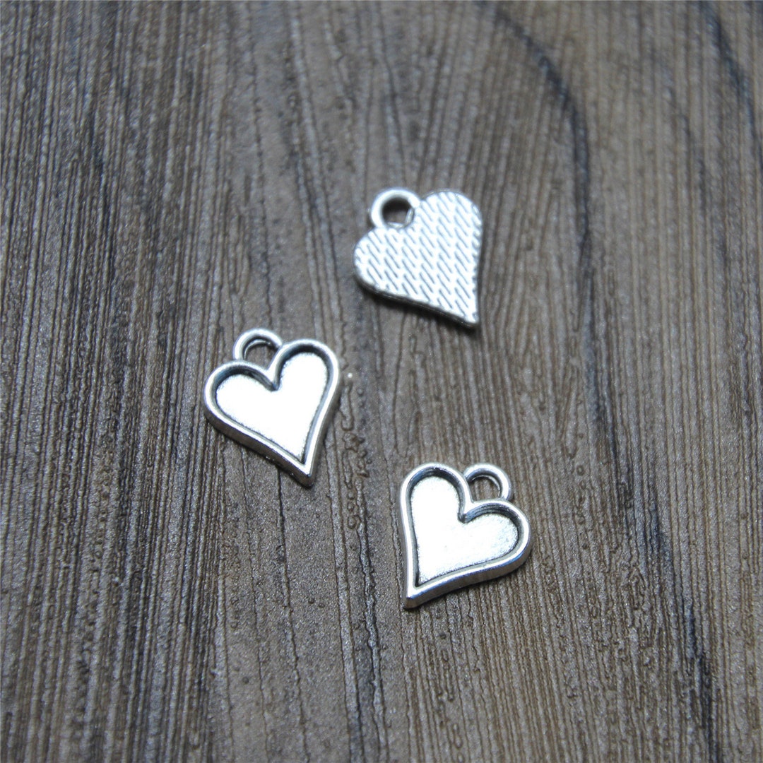 50pcs Small Heart Charms Antique Silver Small Heart Charms Pendants ...