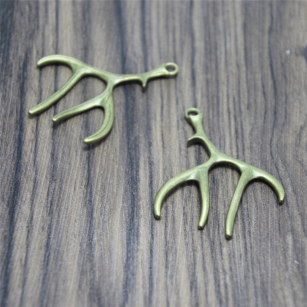 Bronze Tone Deer Antler Charms: Zinc Alloy Pendants (40x52mm) - Etsy