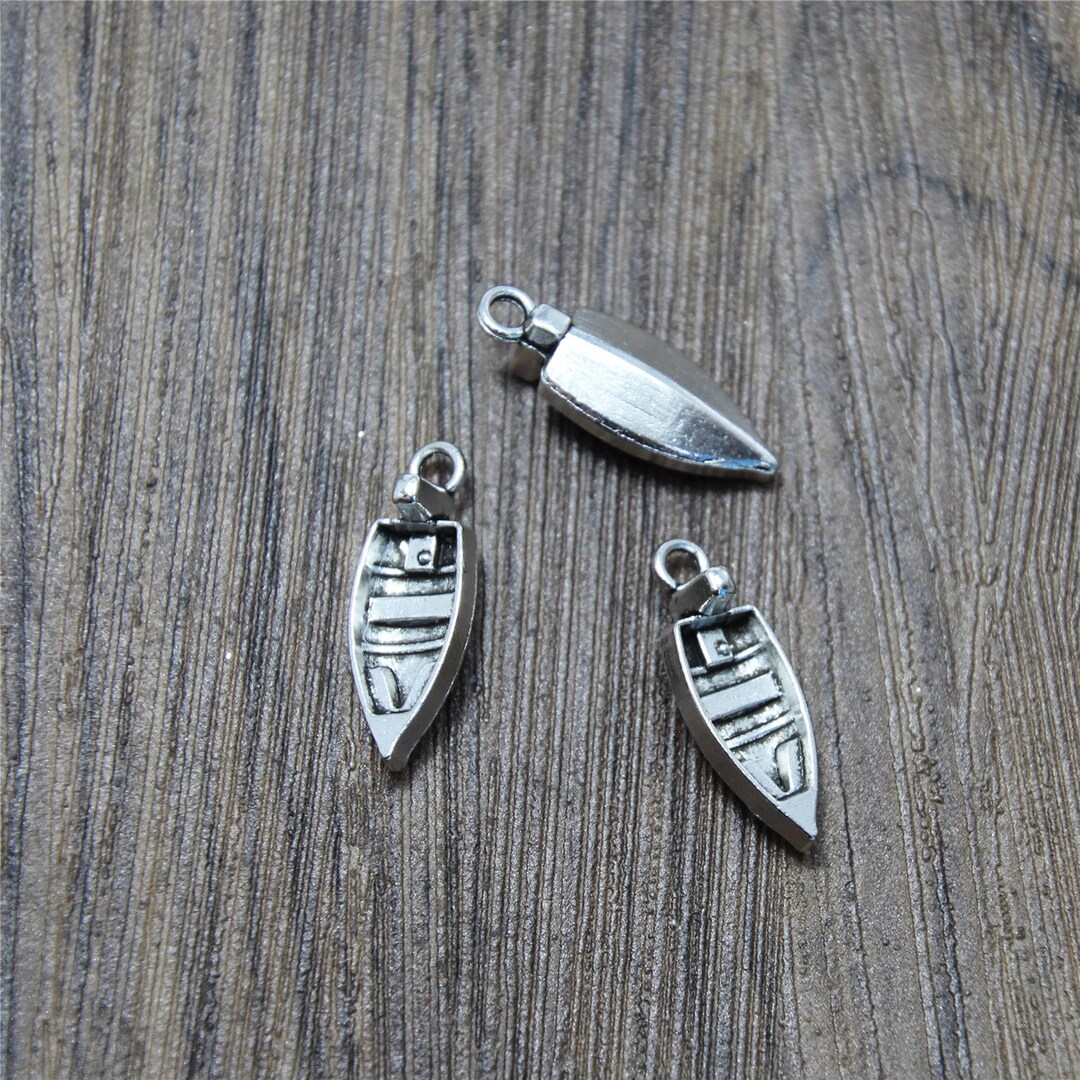 20 Silver Tone Dinghy Charms: Small Boat Pendants (8x22mm) - Etsy