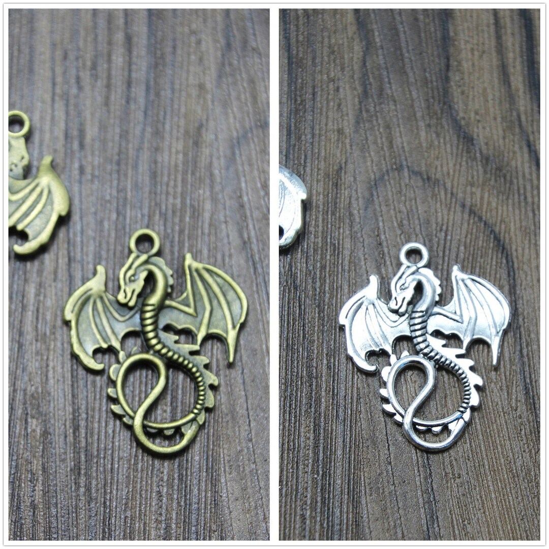 10pcs Dragon Charms Silver Bronze Tone Dragon Charm Pendants 27x34mm - Etsy