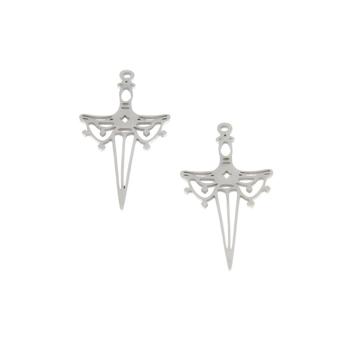 5 Stainless Steel Sword Charms: Laser Cut Pendants (47x21mm) - Etsy