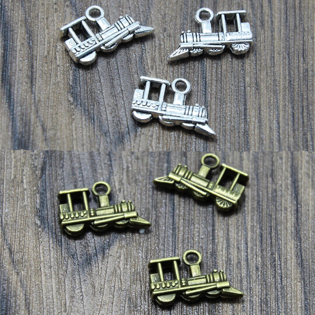 15pcs Train Charms Antique Tibetan Silver /bronze Tone Small Locomotive ...