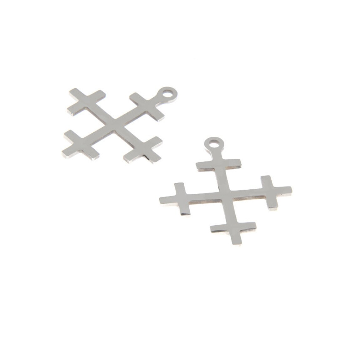 5 Stainless Steel Cross Charms: Crosslet Pendants (27x25mm) - Etsy