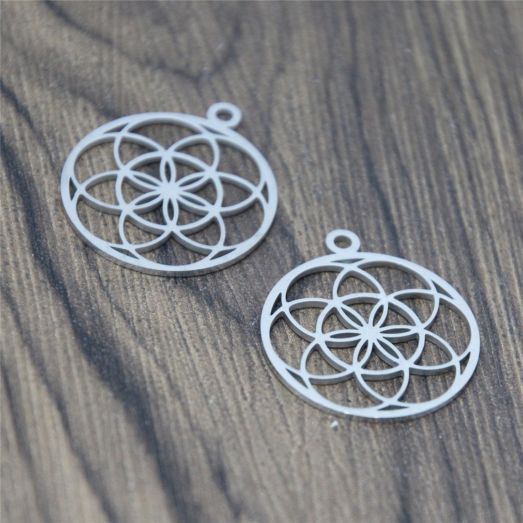 5pcs/lot Fibonacci Seed of Life Charm Flower of Life Logo Emblem Amulet ...