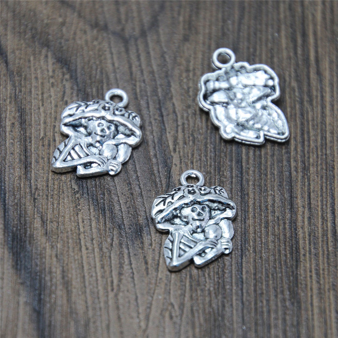 Day of the Dead Skeleton Maracas Charms, Antique Silver (20pcs) - Etsy