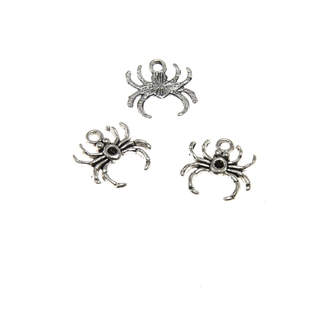 Set of 30 Pieces, Vintage Silver Spider Charm Pendant 1.7x1.7cm Alloy ...