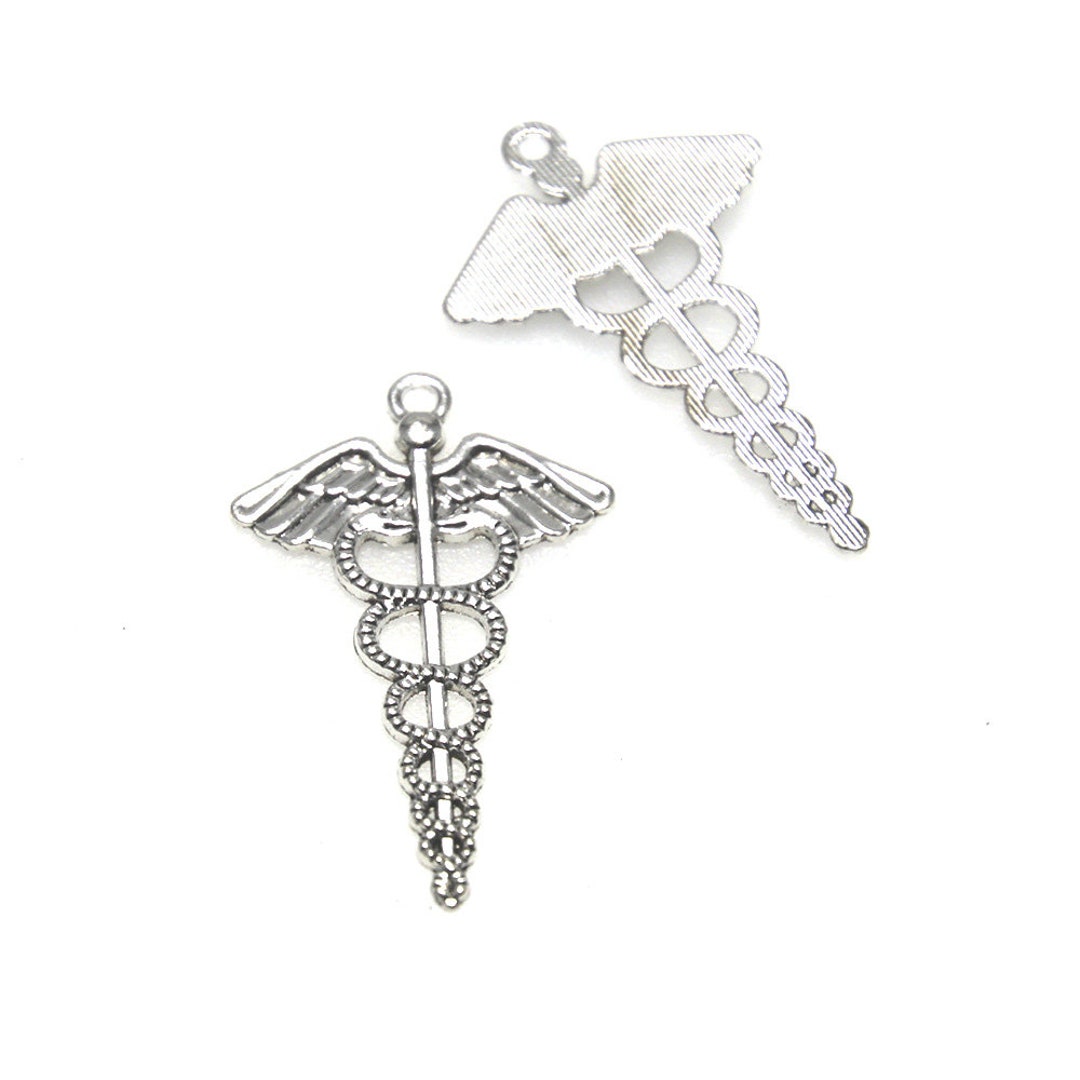 8pieces Large Silver Caduceus Charms Caduceus Pendant Silvertone ...