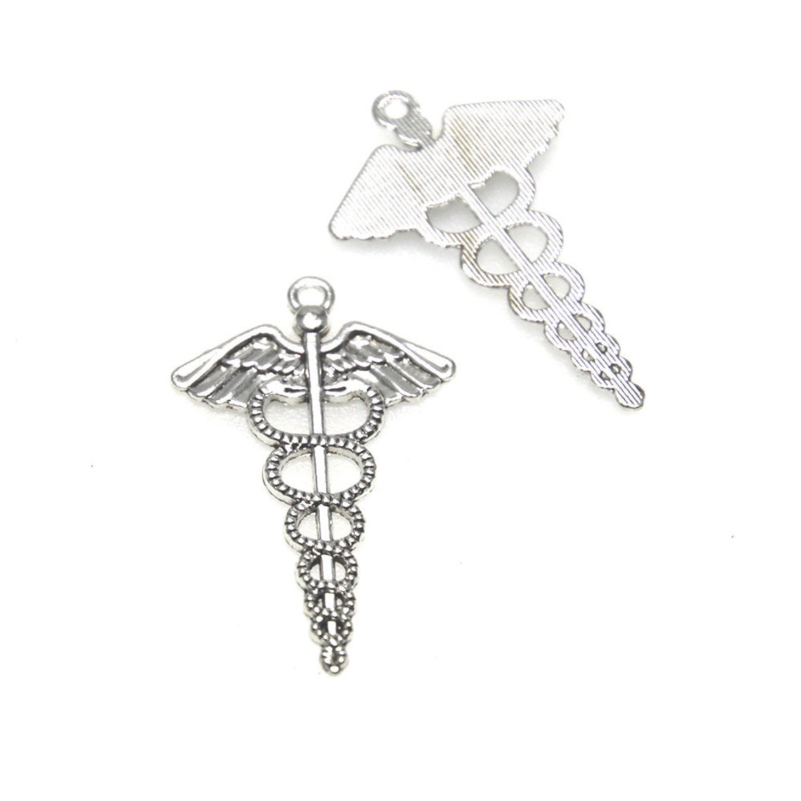 8pieces Large Silver Caduceus Charms Caduceus Pendant - Etsy