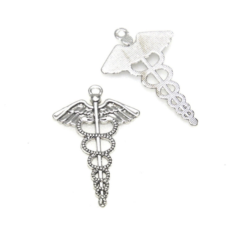 8pieces Large Silver Caduceus Charms Caduceus Pendant - Etsy