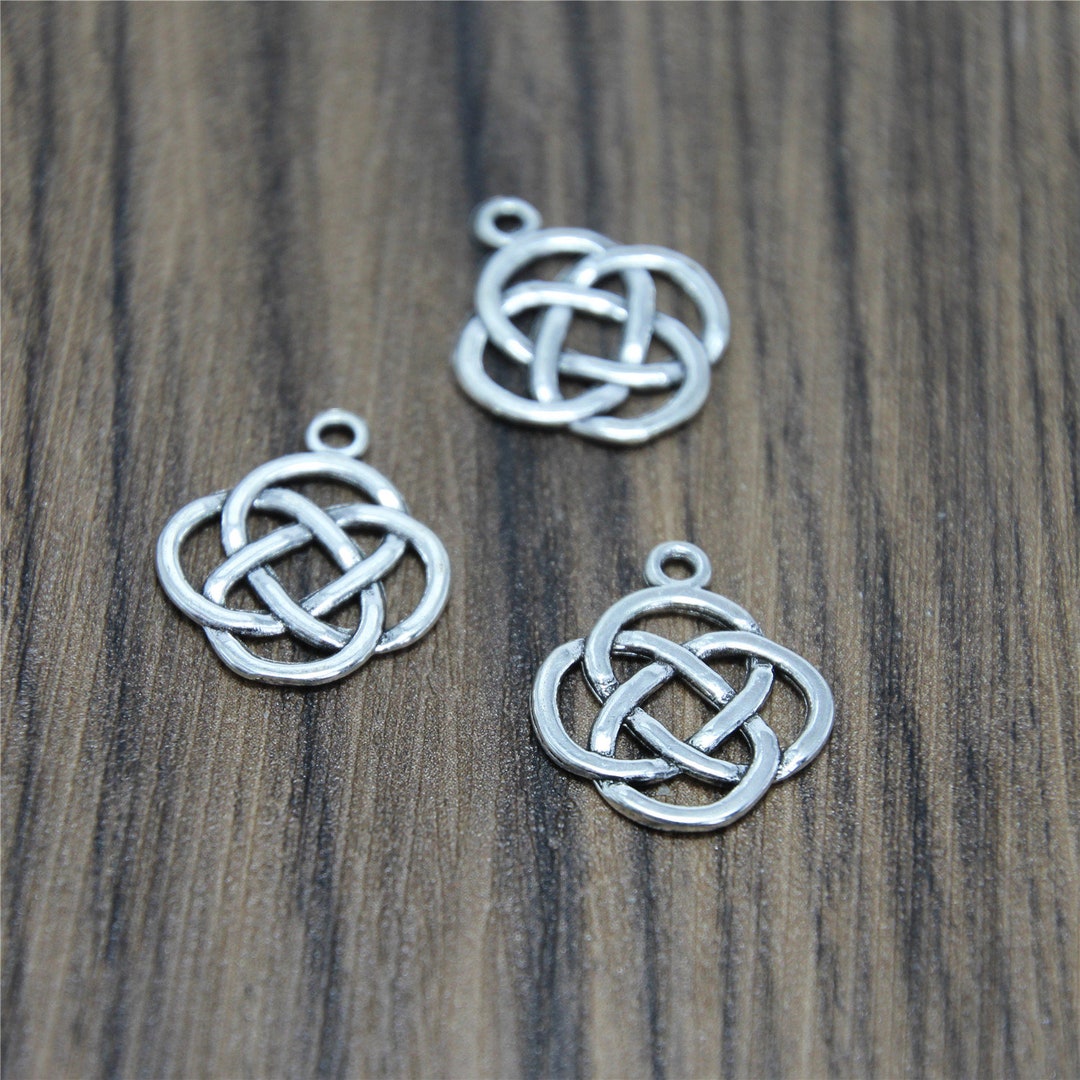 20 Silver Tone Celtic Knot Charms: Double Sided Pendants (15 X 15 Mm ...