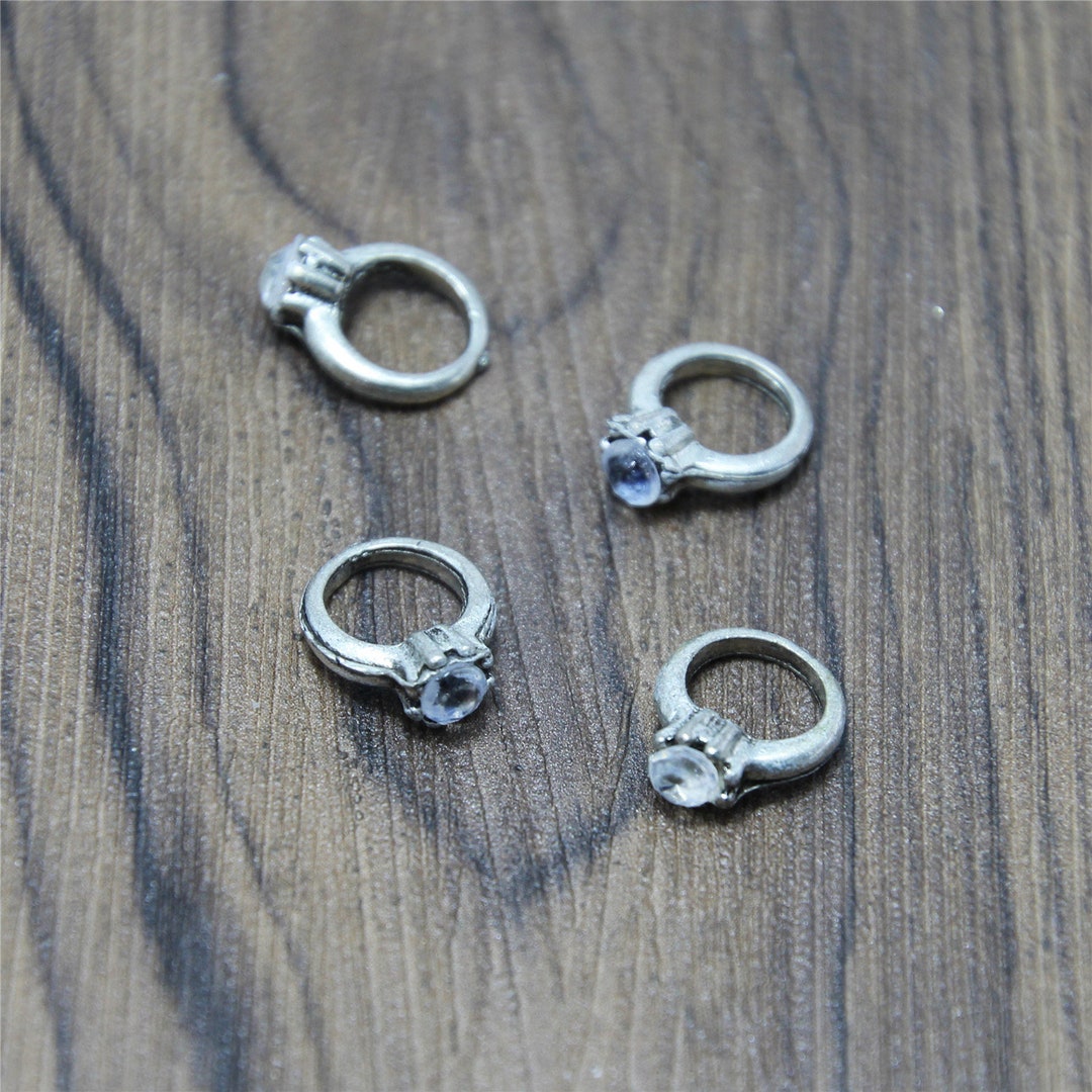 15pcs Ring Charms Antiqued Silver Tone Wedding Ring Charm Pendants ...