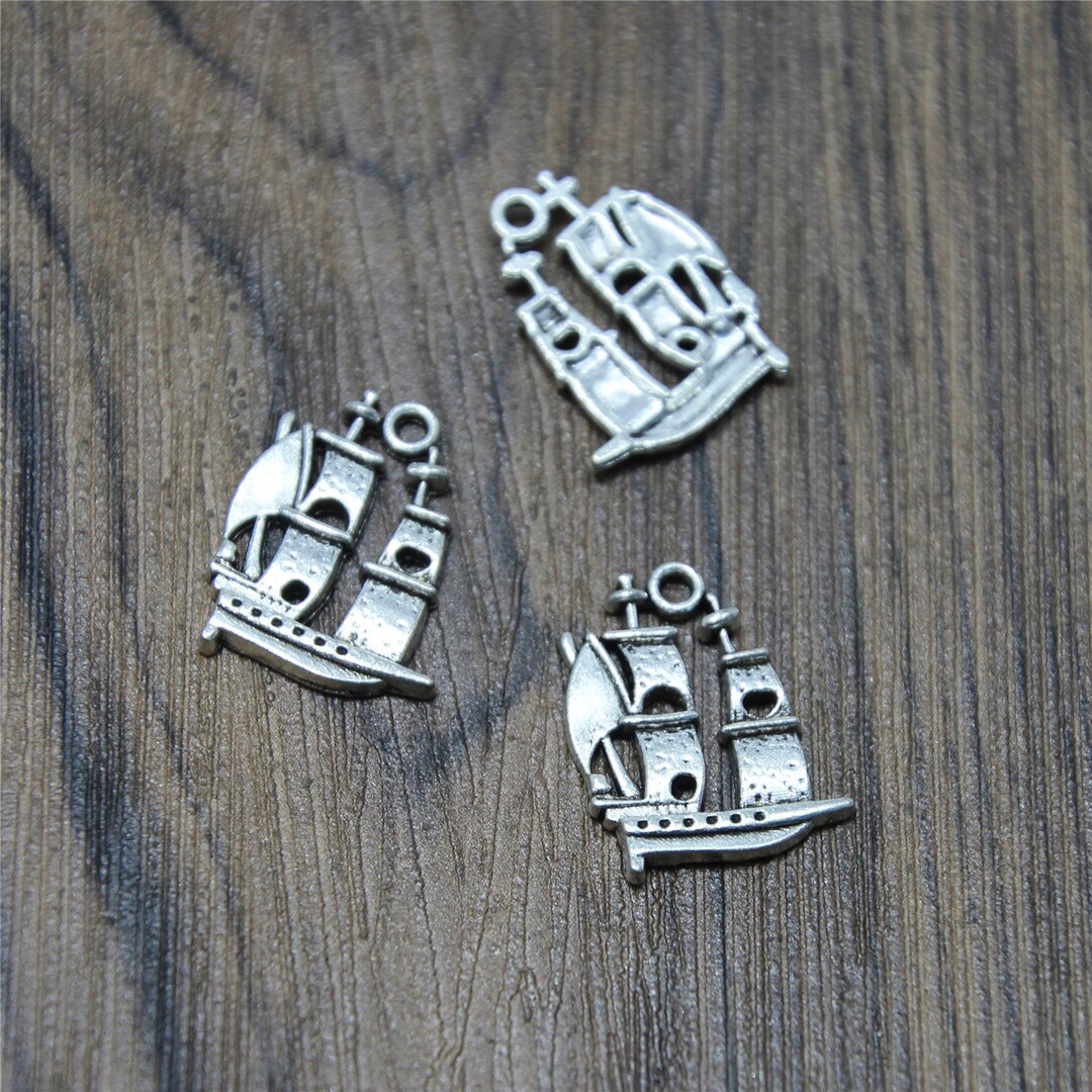 20pcs Sail Boat Charms Silver Tone Pirate Ship Charms Pendants 20x15mm ...