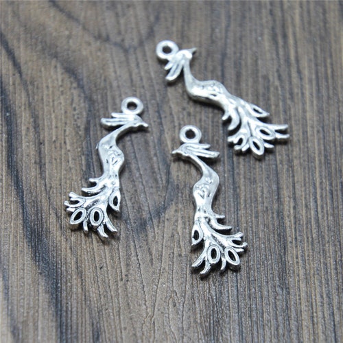 20pcs Phoenix Charm Mythical Birds Charm Antique Silver Tone | Etsy